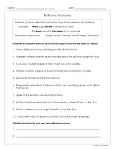 Reflexive & Emphatic Pronouns - 3 worksheets - Grades 5 & 6 - Made By ...