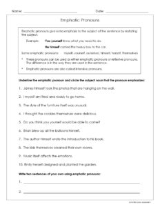 Reflexive & Emphatic Pronouns - 3 worksheets - Grades 5 & 6 - Made By ...