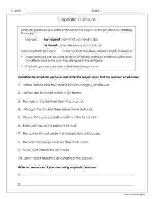 Reflexive & Emphatic Pronouns - 3 worksheets - Grades 5 & 6 - Made By ...