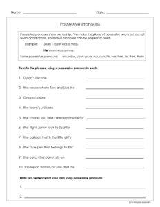 Possessive & Indefinite Pronouns - 4 worksheets - Grades 4-5-6 | Made ...