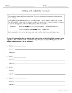 Possessive & Indefinite Pronouns - 4 worksheets - Grades 4-5-6 | Made ...