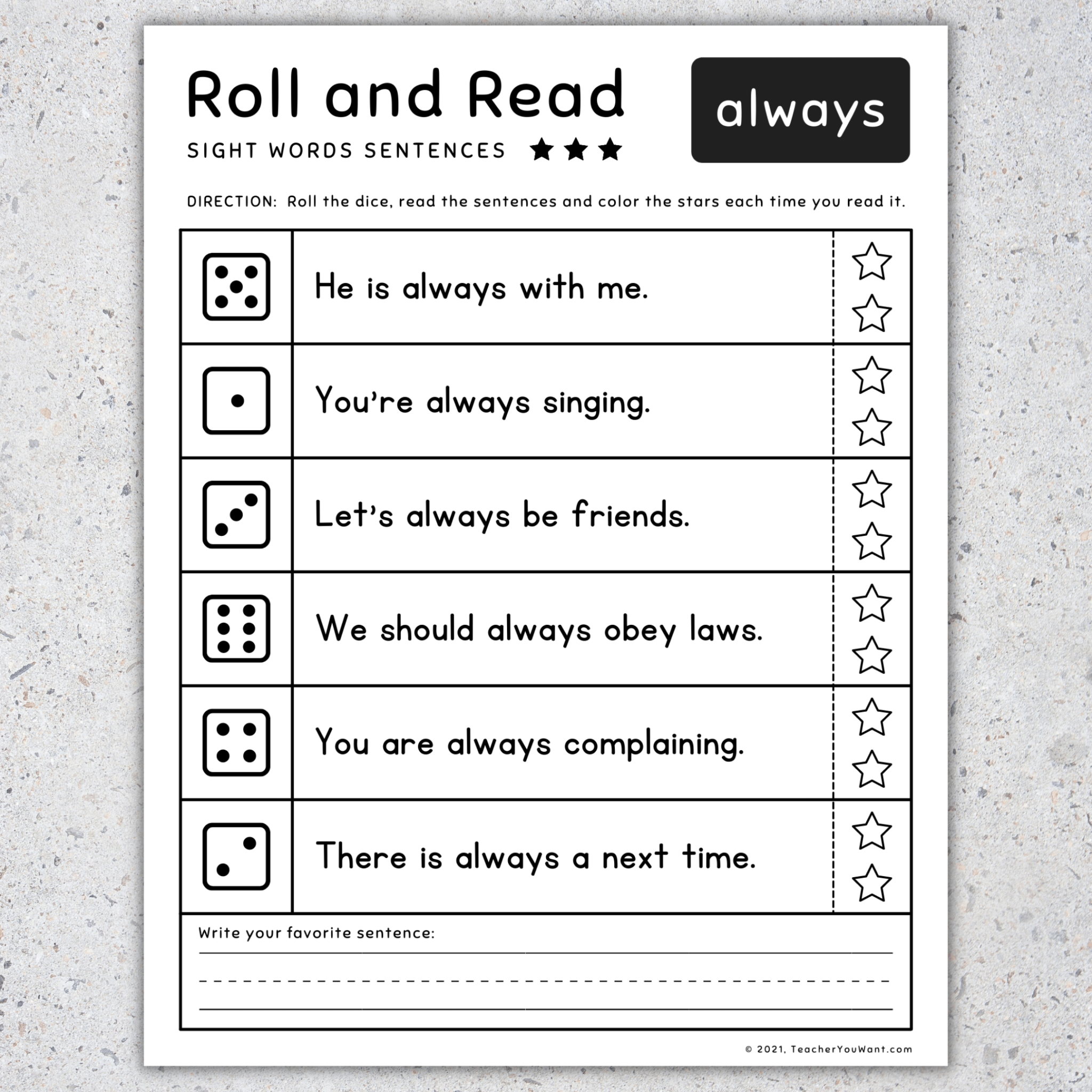 Sight Words Bundle: Pre-primer to 3rd Grade Roll & Read Sight Word ...