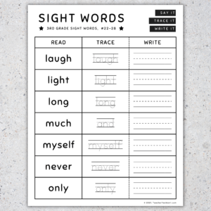 Sight Words Bundle: RTW Worksheets, Pre-primer to 3rd Grade, [SET 4 ...