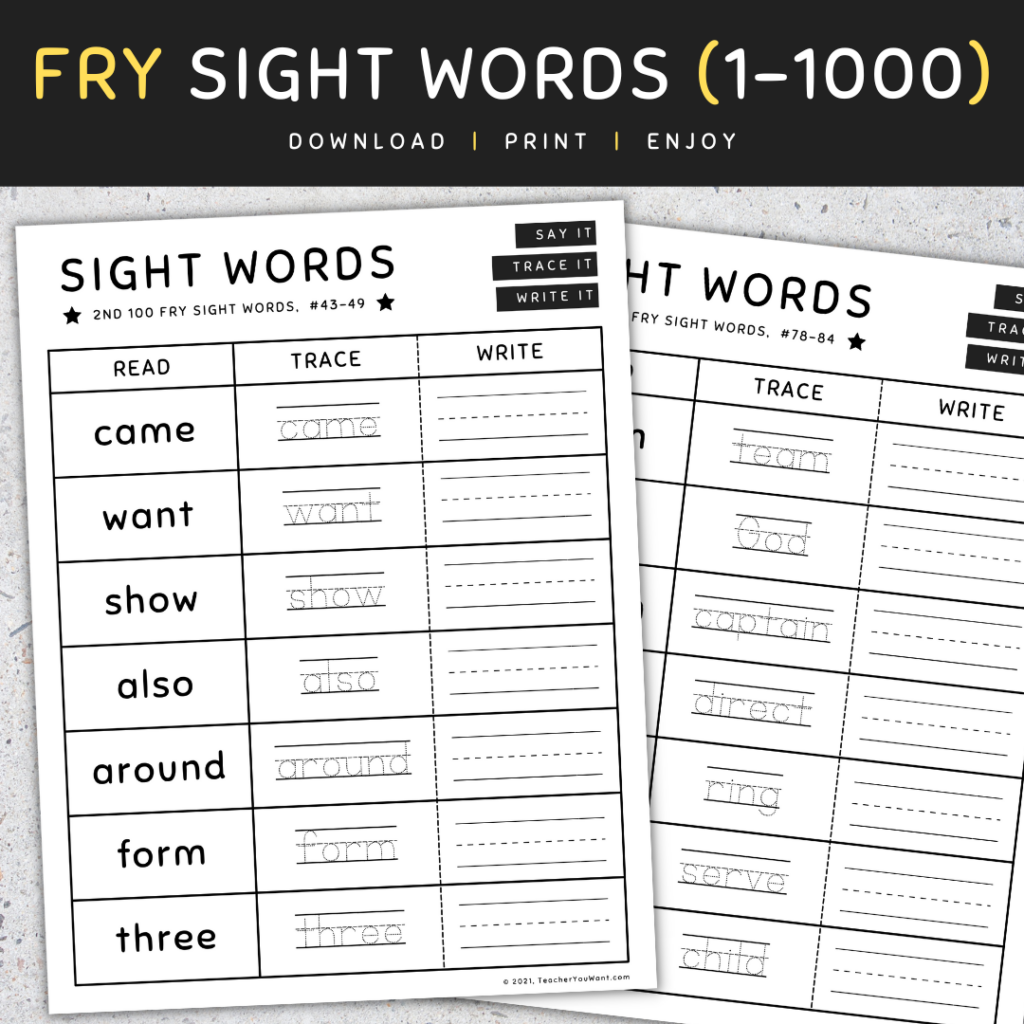 1st Grade Sight Words: Trace, Write, Color, and Find It Worksheets ...