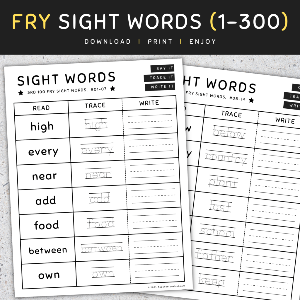 Primer Sight Words: Trace, Write, Color & Find It Worksheets, [SET 5 ...