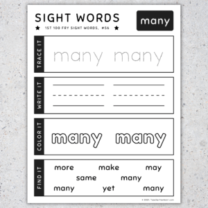 Fry Sight Words, 1-500: Trace, Write, Color, & Find It Worksheets, [SET ...