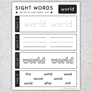 Fry Sight Words, 1-500: Trace, Write, Color, & Find It Worksheets, [SET ...