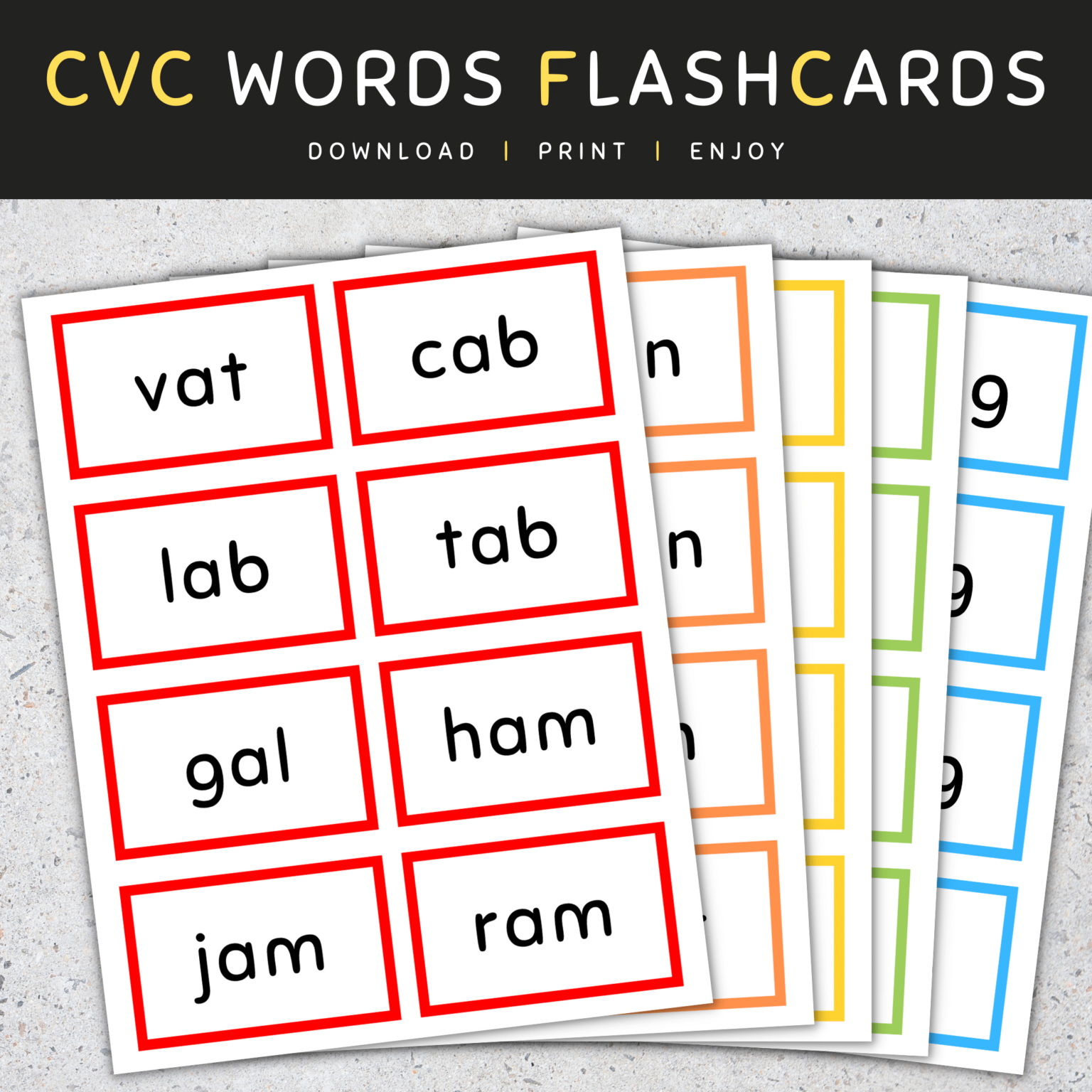 CVC Words Flash Cards: Short Vowels (A E I O U), CVC Words List, [SET 1 ...