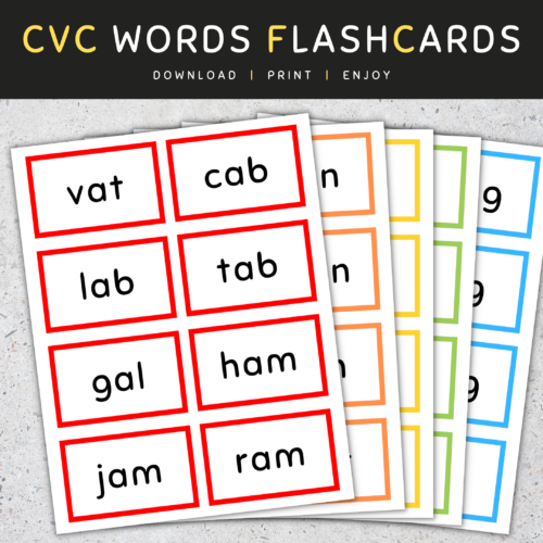 Flash Cards MEGA Bundle: CVC to CCCVCC Words, 10 Words Lists, [SET 1 ...
