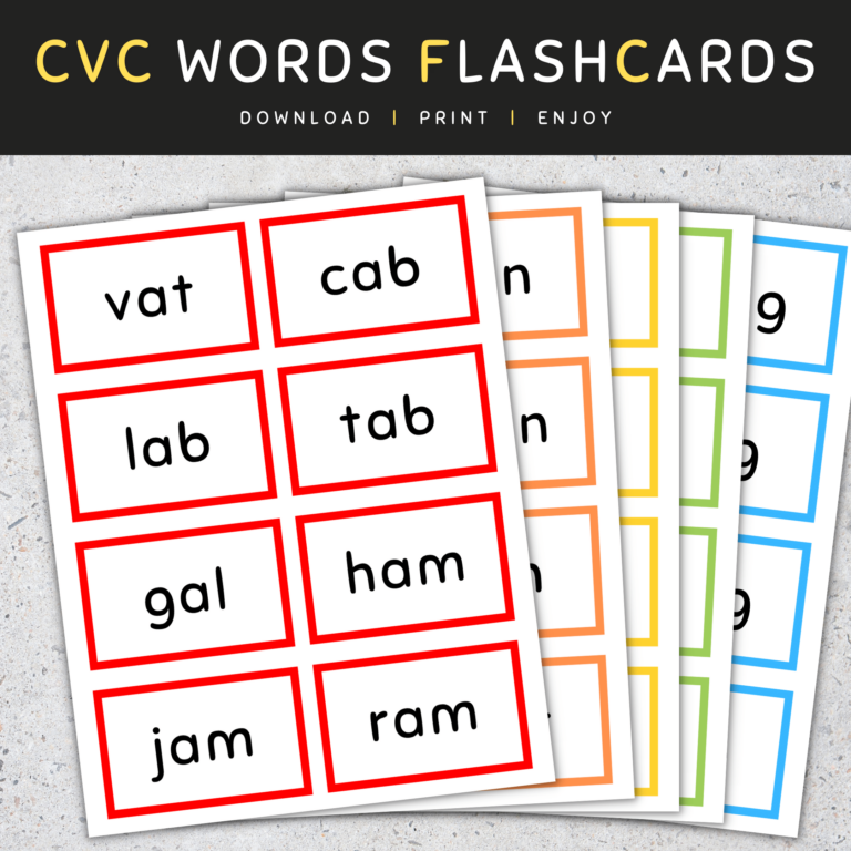 CVC Words Flash Cards: Short Vowels (A E I O U), CVC Words List, [SET 1 ...