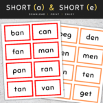 CVC Words Flash Cards: Short Vowels (A E I O U), CVC Words List, [SET 1 ...