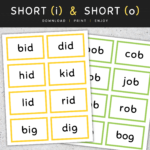 CVC Words Flash Cards: Short Vowels (A E I O U), CVC Words List, [SET 1 ...