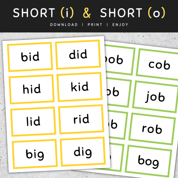 CVC Words Flash Cards: Short Vowels (A E I O U), CVC Words List, [SET 1 ...