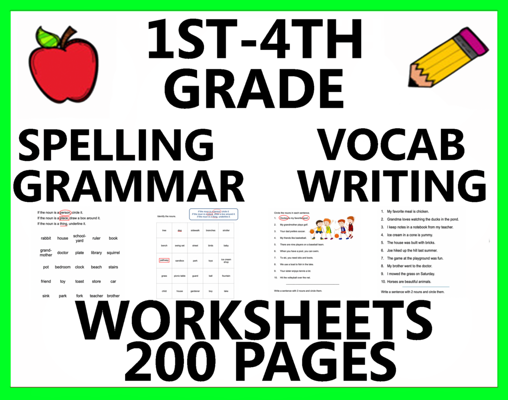 Grammar Writing Spelling Vocabulary Parts of Speech Worksheets - Made ...