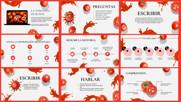 AP Spanish – La Tomatina de Buñol en España. (Práctica Integral) - Made ...