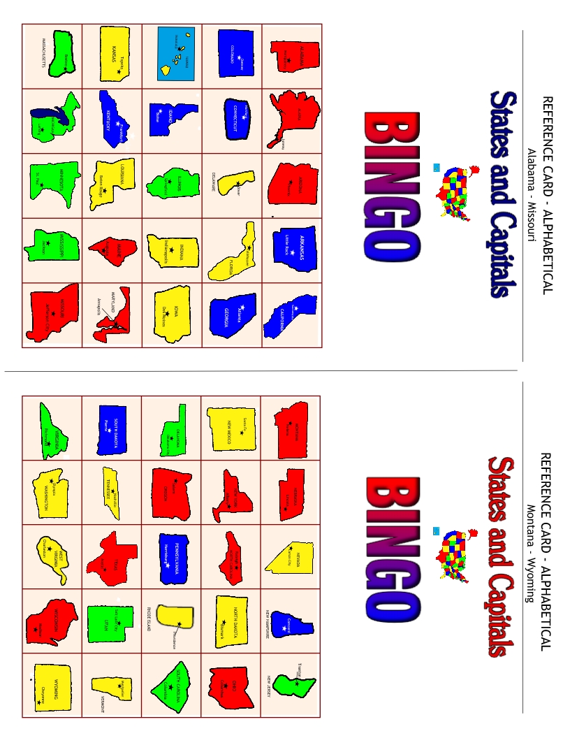 U.S. States and Capitals Bingo game - Fun & Easy Geography Study - Made ...
