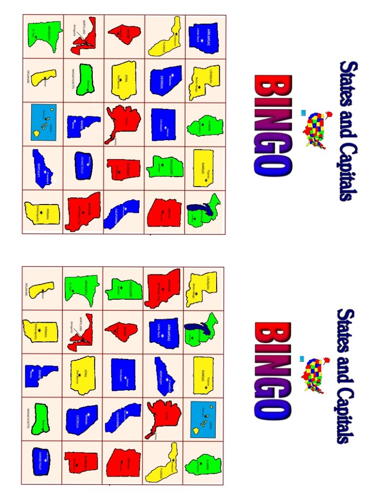 U.S. States and Capitals Bingo game - Fun & Easy Geography Study - Made ...