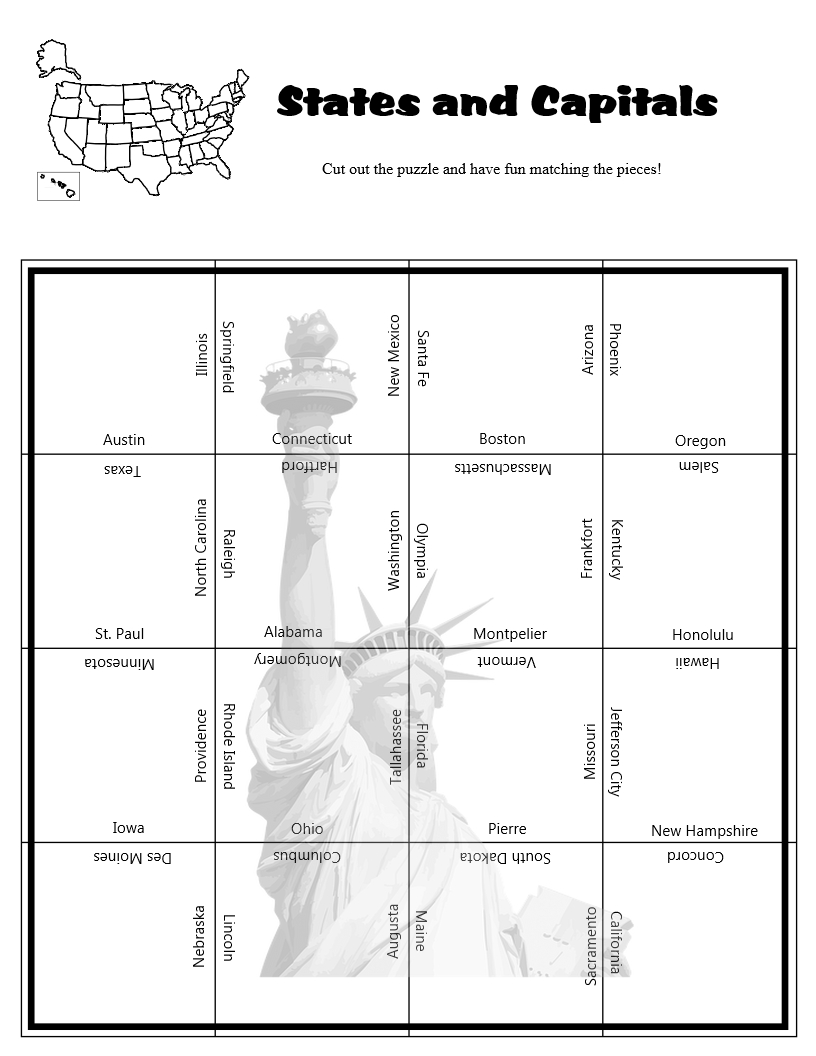 U.S. States & Capitals - 6 Square Jigsaw Puzzles - Active Practice ...