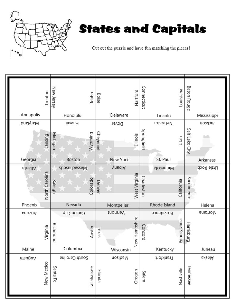 U.S. States & Capitals - 6 Square Jigsaw Puzzles - Active Practice ...