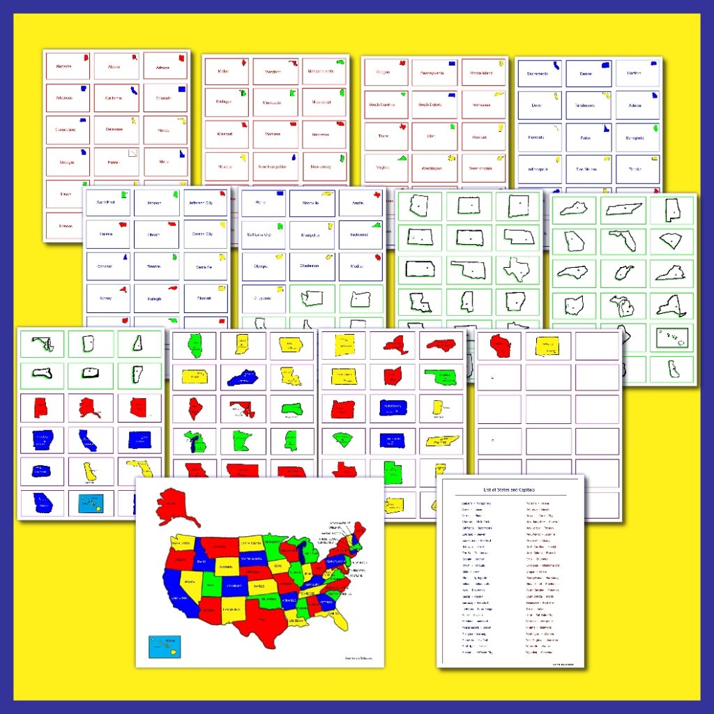 U.S. States and Capitals Flash Cards - Fun and Easy! - Geography ...