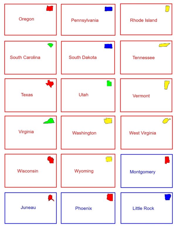 U.S. States and Capitals Flash Cards - Fun and Easy! - Geography ...