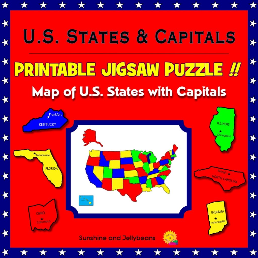 U.S. States Map - Printable Jigsaw Puzzle - Grades 3-7 | Made By Teachers