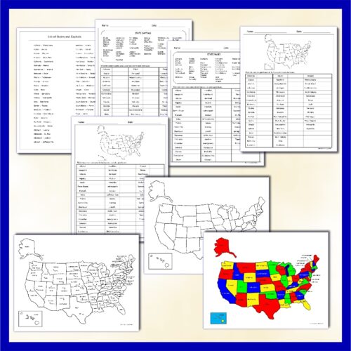 U.S. States & Capitals BUNDLE - Maps, Worksheets, FlashCards, Bingo ...