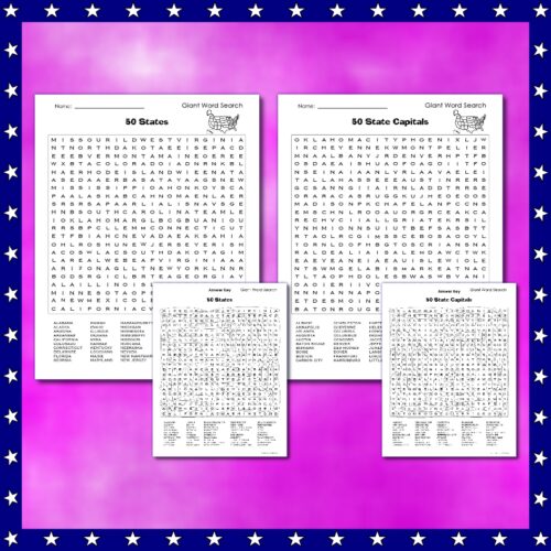 U.S. States & Capitals BUNDLE - Maps, Worksheets, FlashCards, Bingo ...