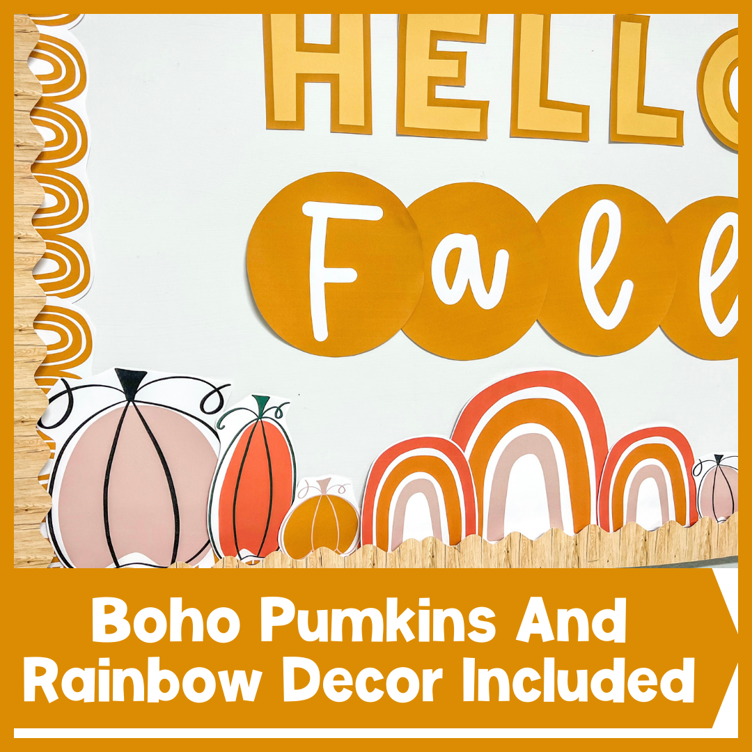 Hello Fall Bulletin Board Kit Boho Rainbow | Made By Teachers
