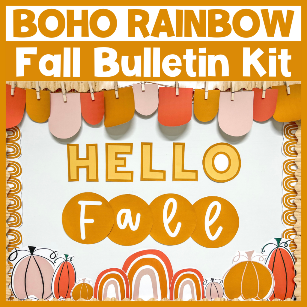 Hello Fall Bulletin Board Kit Boho Rainbow - Made By Teachers