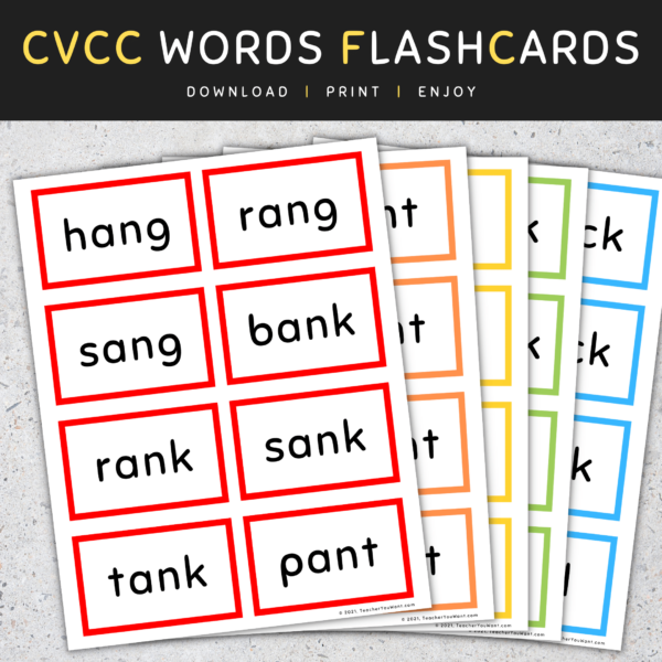 Flash Cards Bundle: CVC to CCVCC Words Flashcards, 5 Words Lists, [SET ...