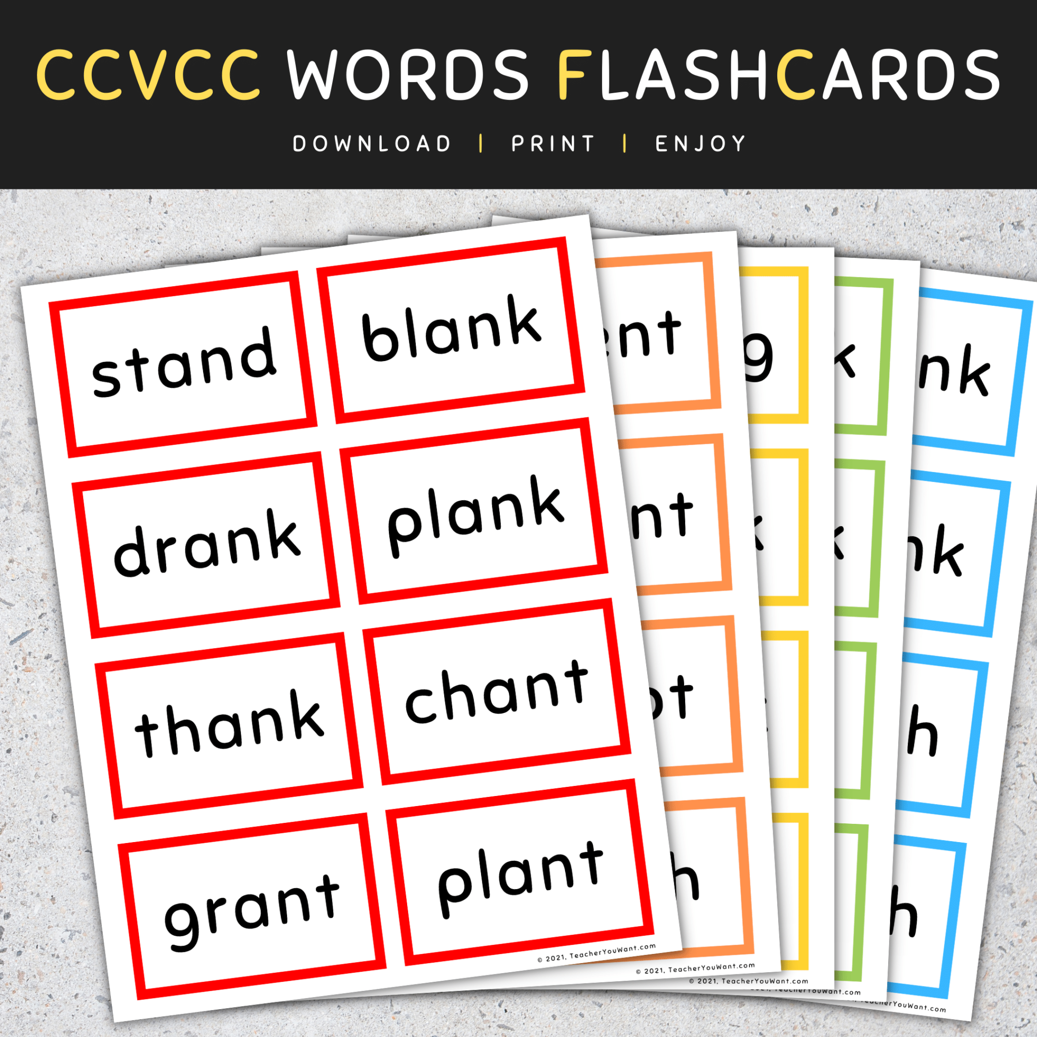 Flash Cards Bundle: CVC to CCVCC Words Flashcards, 5 Words Lists, [SET ...