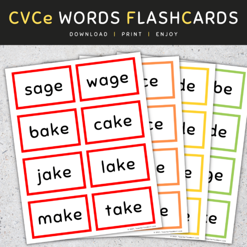 CVCe Words Flash Cards: Long Vowels (A I O U), CVCe Words List, [SET 1 ...