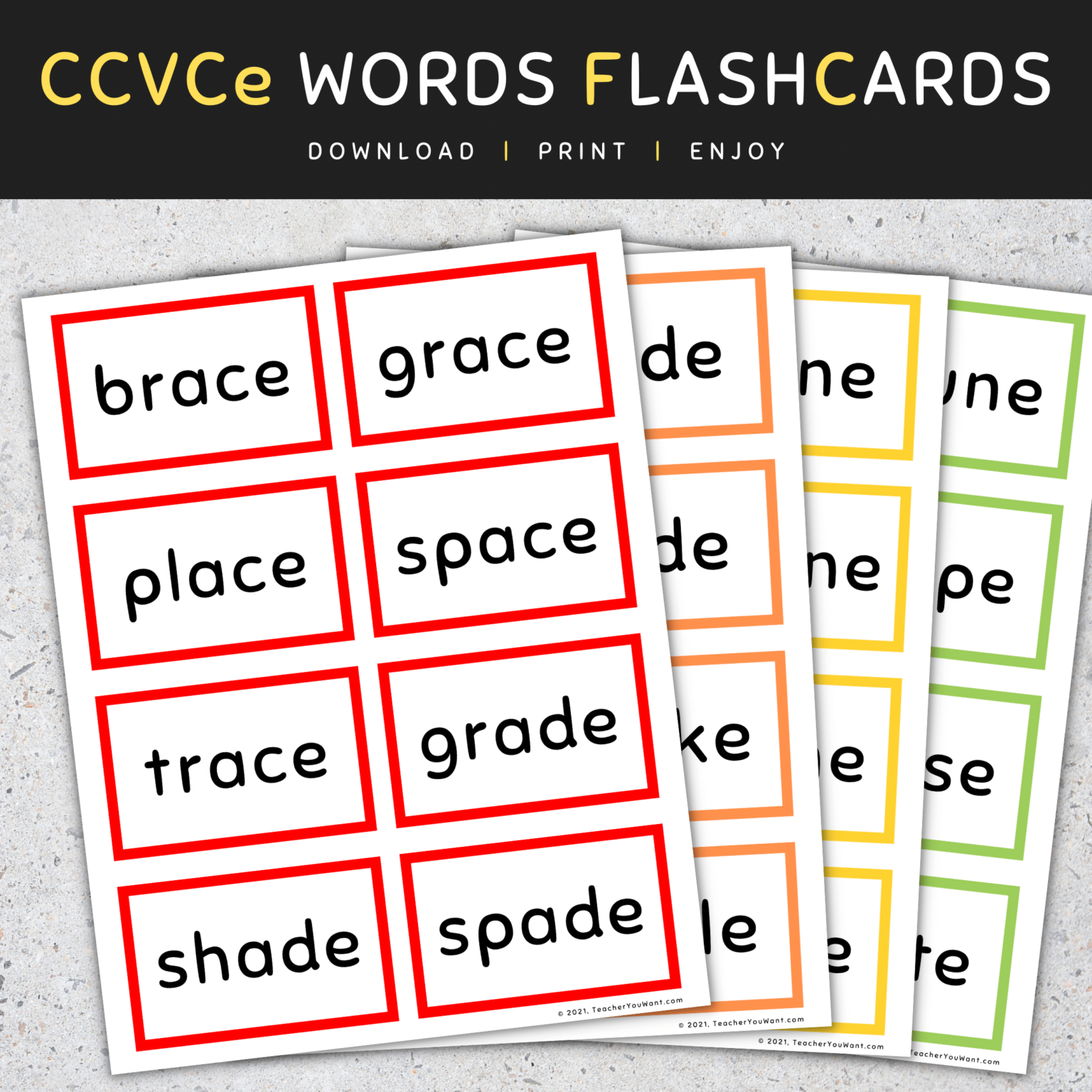 Flash Cards MEGA Bundle: CVC to CCCVCC Words, 10 Words Lists, [SET 1 ...