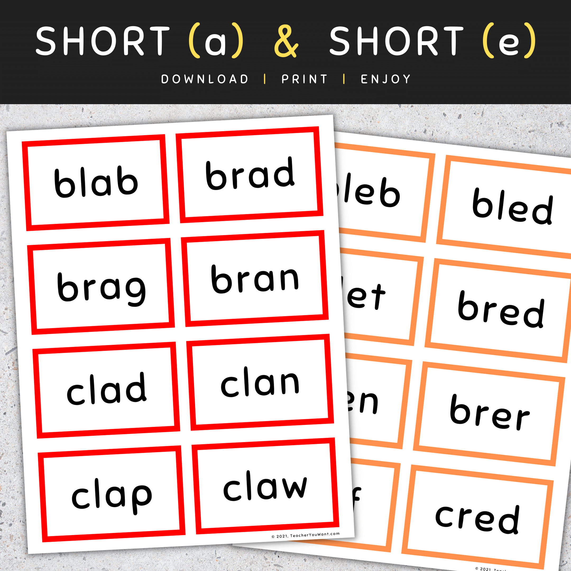 CCVC Words Flash Cards Short Vowels A E I O U CCVC Words List SET CCVC Words Flash Cards Short Vowels A E I O U CCVC Words List SET