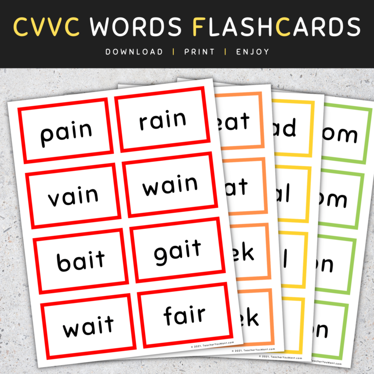 CVCC Words Flash Cards: Short Vowels (A E I O U), Boho Rainbow, [SET 3 ...