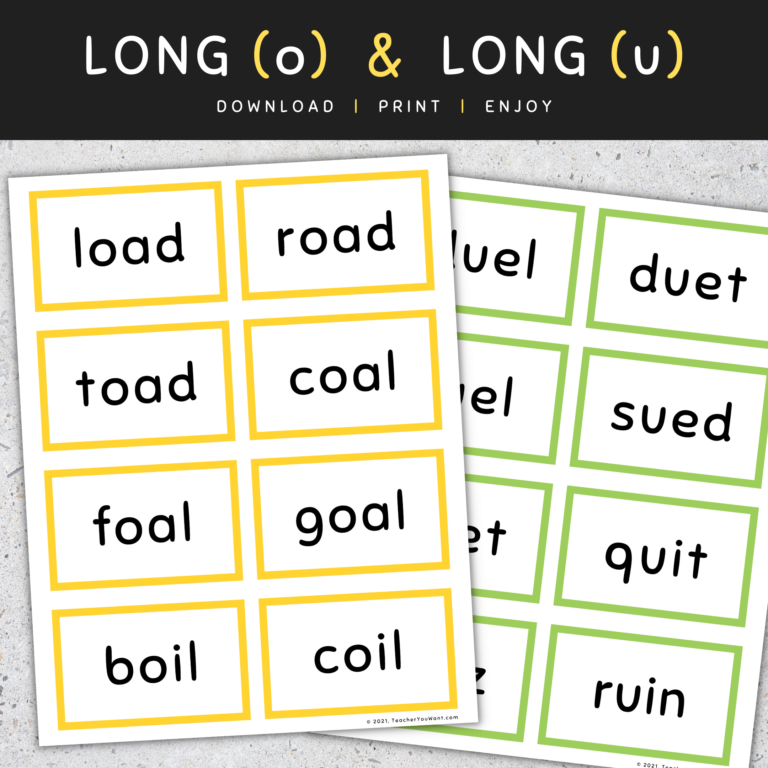 CVVC Words Flash Cards: Long Vowels (A E O U), CVVC Words List, [SET 1 ...