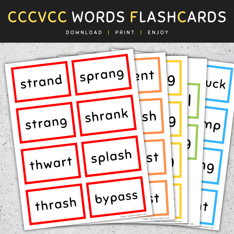 Flash Cards MEGA Bundle: CVC to CCCVCC Words, 10 Words Lists, [SET 1 ...