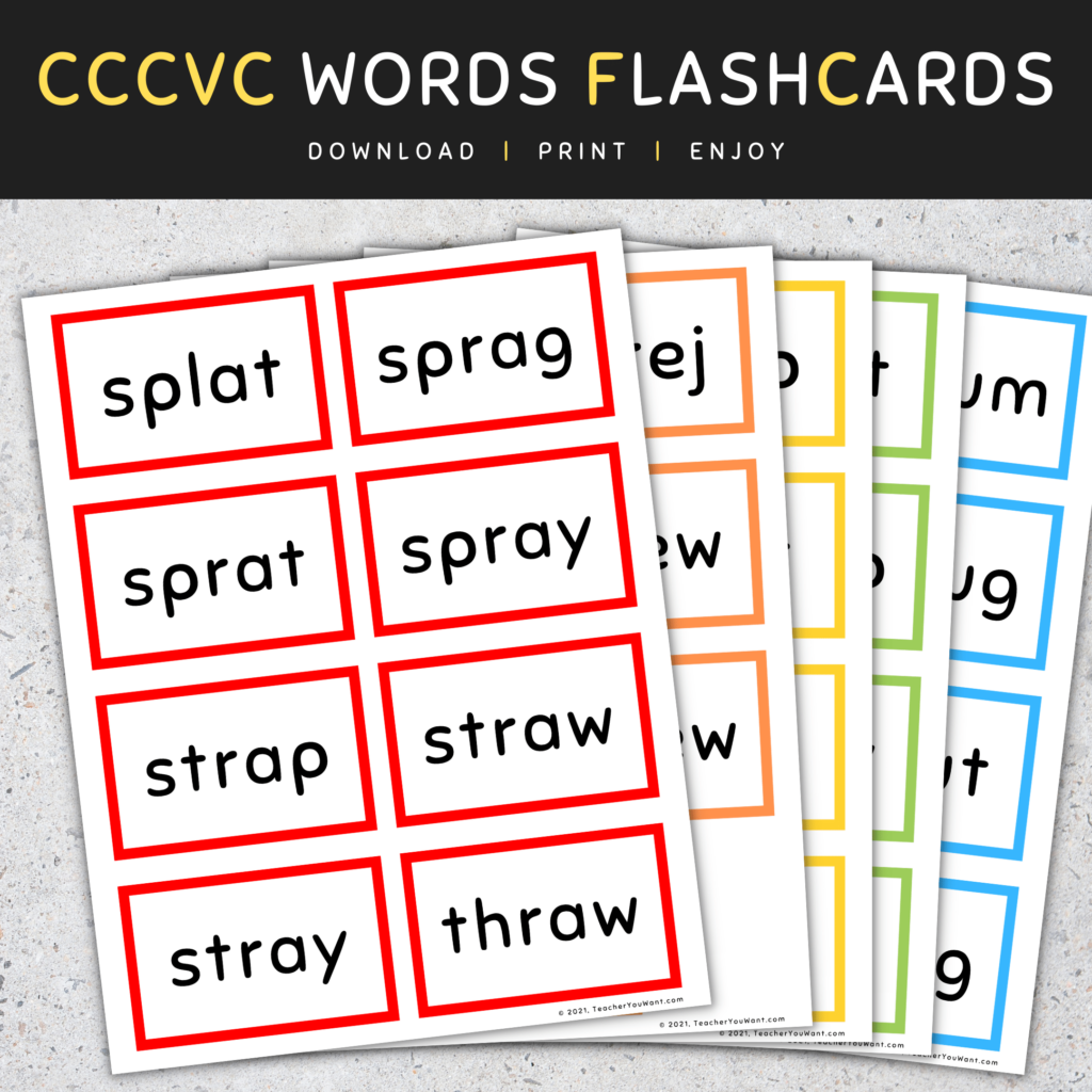 Flash Cards Bundle: CVC to CCVCC Words Flashcards, 5 Words Lists, [SET ...