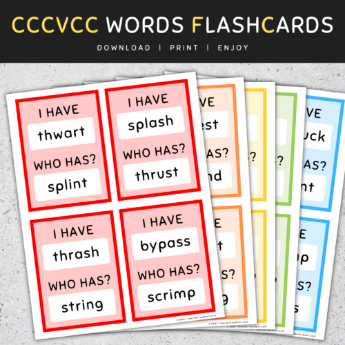 CCVCe Words Flash Cards: Long Vowels (A I O U), Boho Rainbow, [SET 3 ...