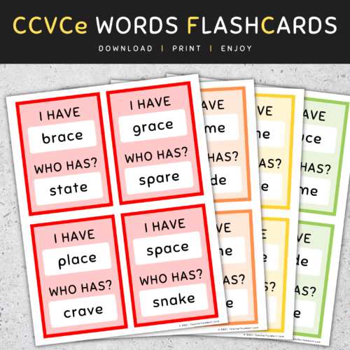 CVCe Words Tracing Flashcards: Long Vowels (A I O U), CVCe Words List ...