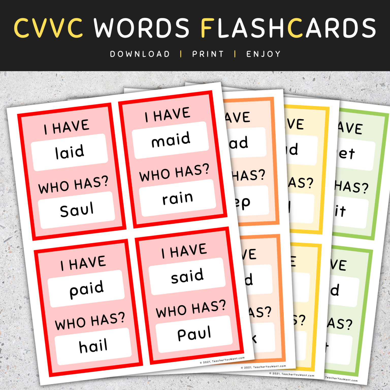 CCCVCC Words Tracing Flashcards: Short Vowels (A E I O U), CCCVCC Word ...