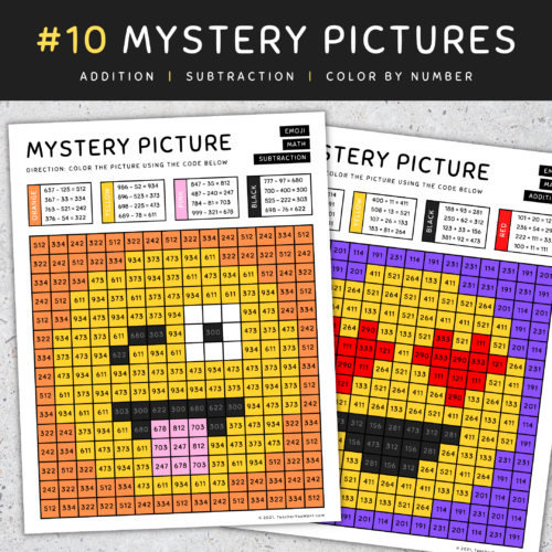 Emoji Mystery Picture: Color By Number, Addition and Subtraction | Made ...