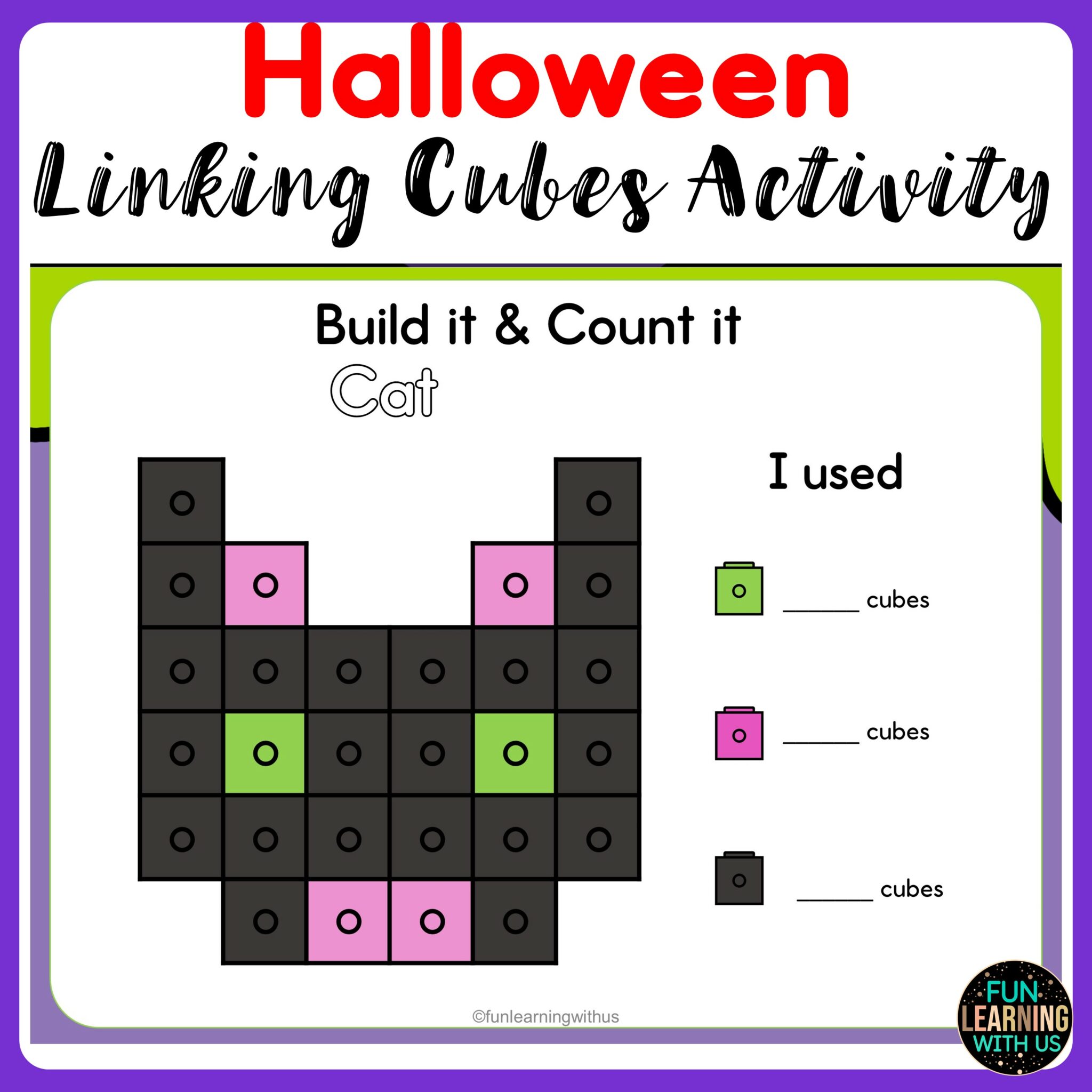Halloween Linking Cubes Mats | Fine motor Skill Math Center Mats - Made ...