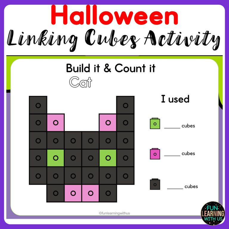 Halloween Linking Cubes Mats | Fine motor Skill Math Center Mats - Made ...