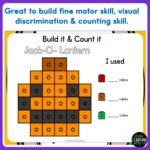 Halloween Linking Cubes Mats | Fine motor Skill Math Center Mats - Made ...