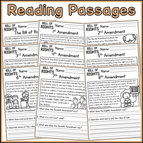 Bill of Rights Social Studies Reading Comprehension Passages K-2 - Made ...