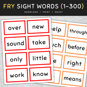 Sight Word Flashcards: 1-300, Fry Sight Words, MEGA Bundle, [SET 1, 2 ...