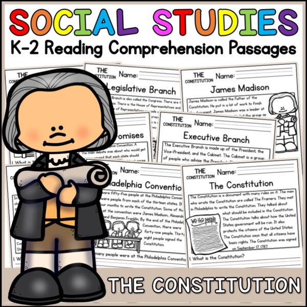 US Constitution Social Studies Reading Comprehension Passages K-2 ...