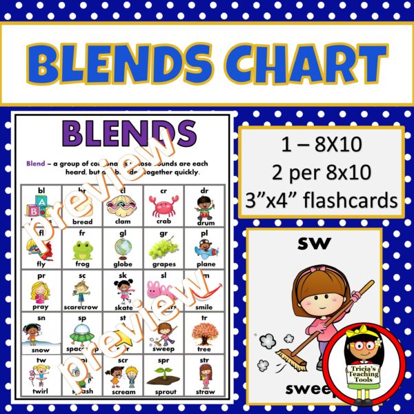 Blends Chart - Beginning Blends for 1st & 2nd Grades - BONUS: memory ...